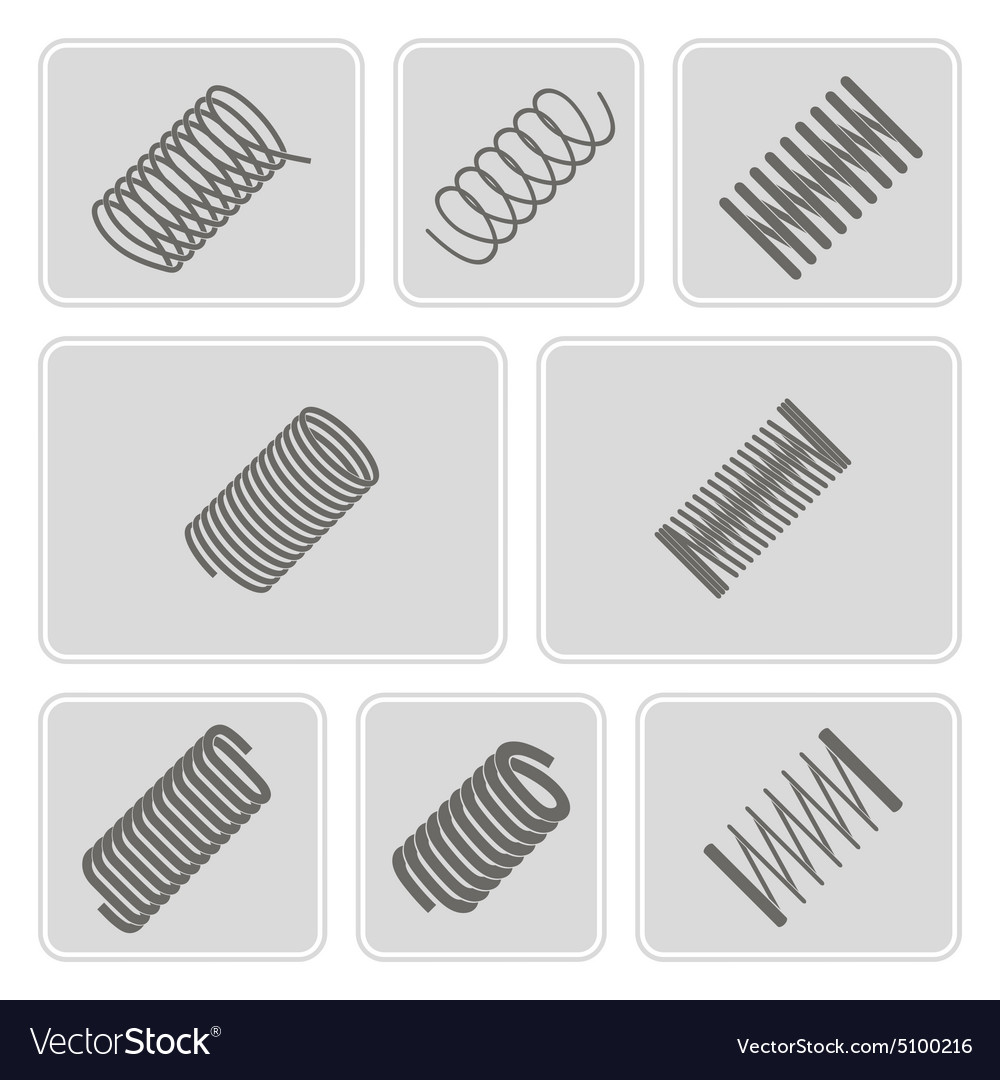 Monochrome icons with springs Royalty Free Vector Image