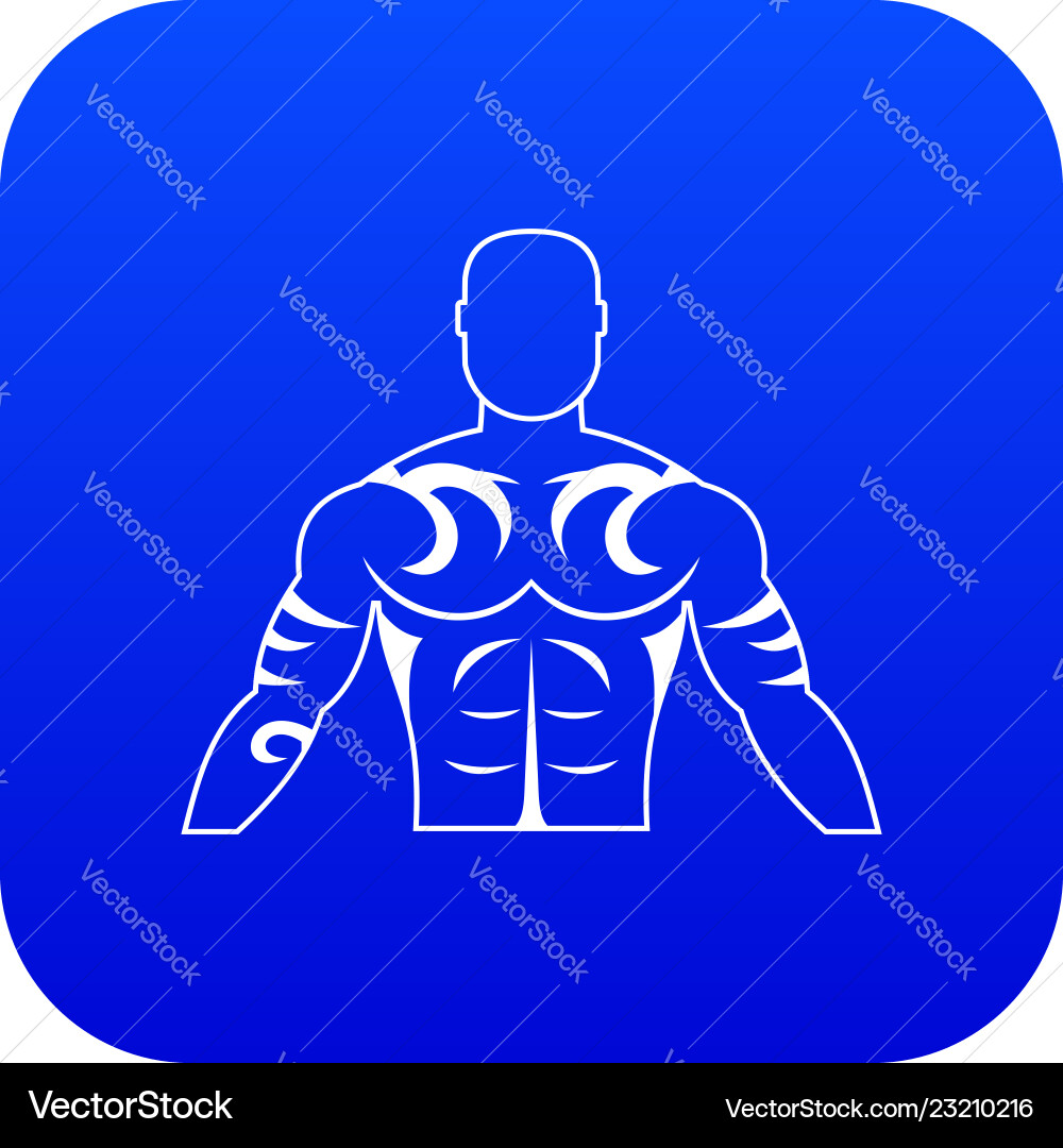Muscular man with tattoo icon digital blue Vector Image