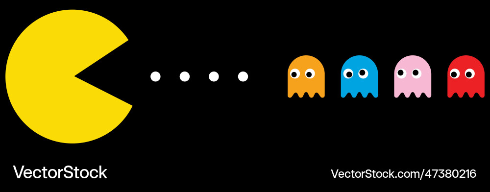 Pac-man characters set retro video game blinky Vector Image