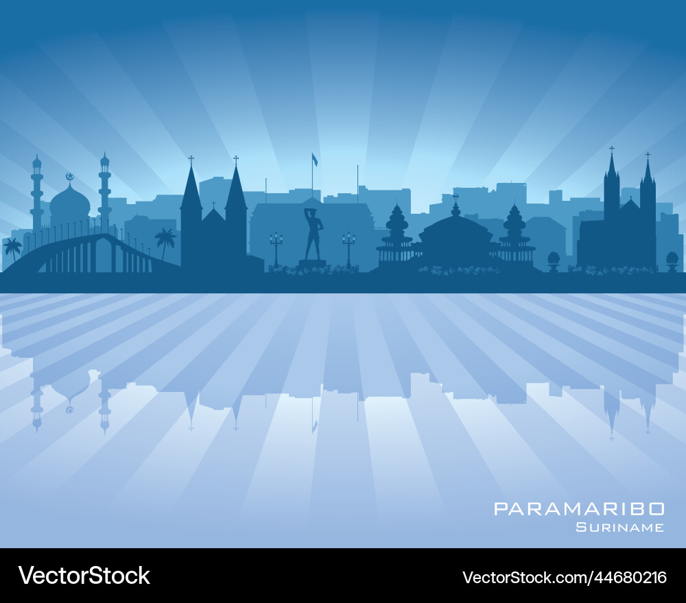 Paramaribo suriname city skyline silhouette Vector Image
