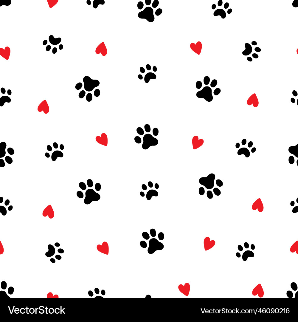 Pet footprint seamless pattern animal dog Vector Image