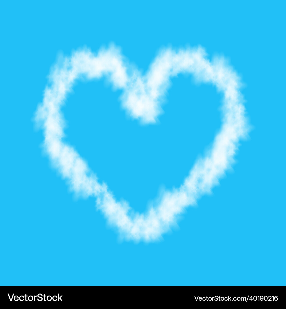 Plane track or white cloud heart isolated on blue Vector Image