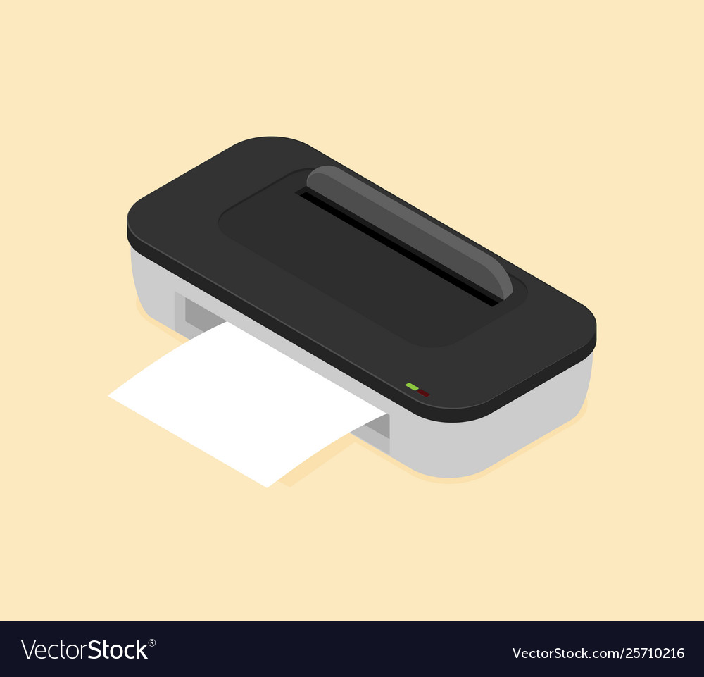 Printer flat icon isometric Royalty Free Vector Image