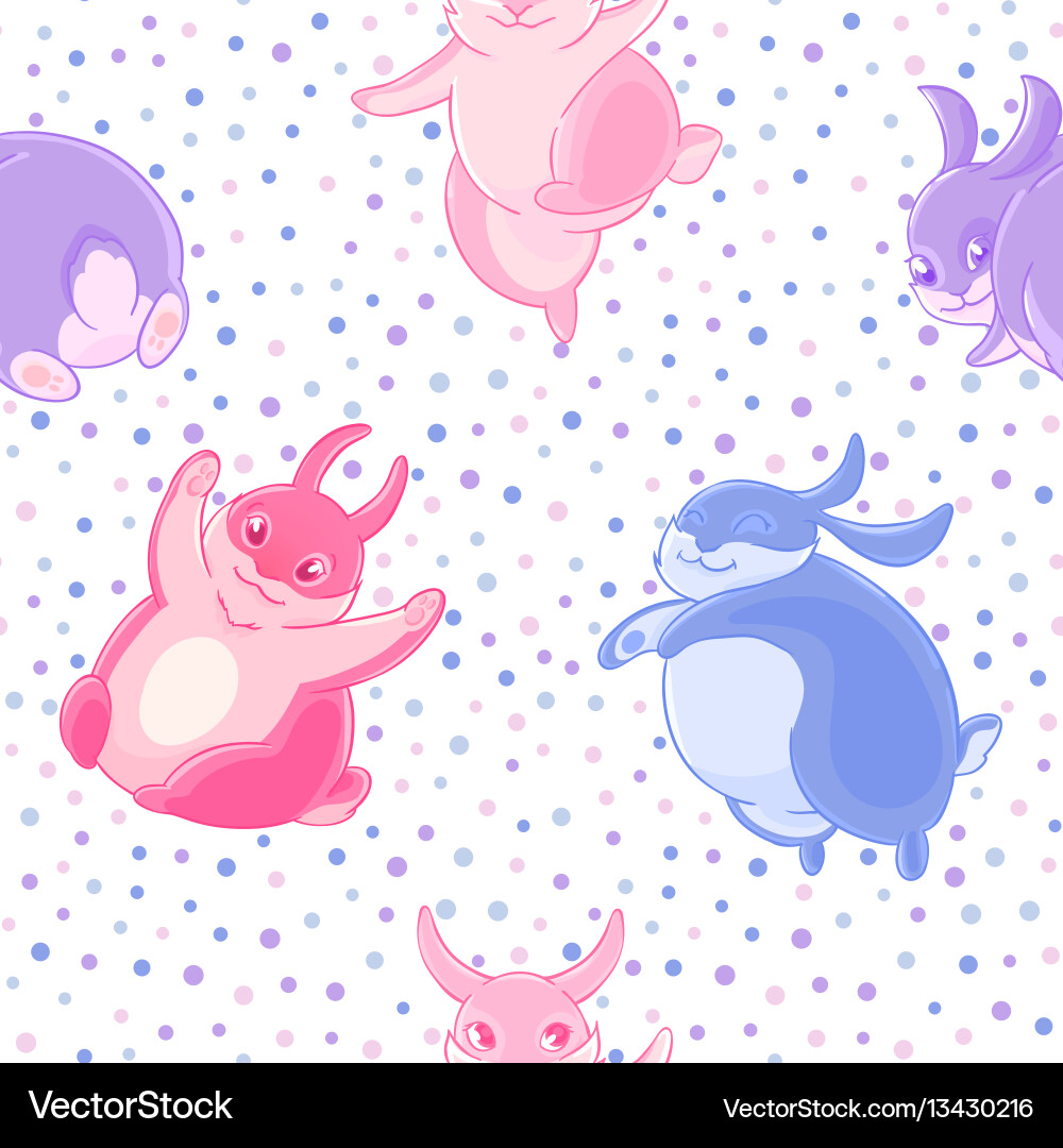 Seamless pattern with cute cartoon blue and pink Vector Image