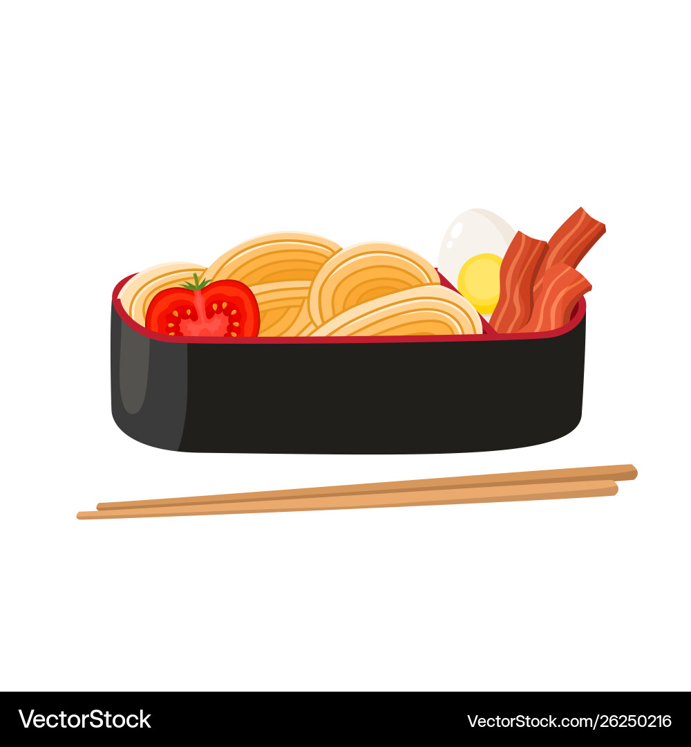 Set japanese bento box isolated on white Vector Image