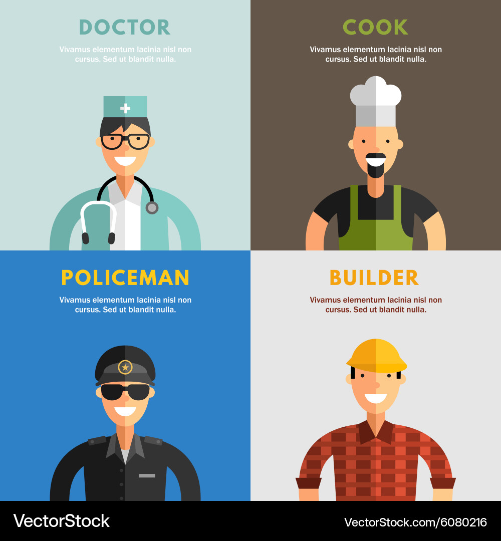 Set of flat design professional people Royalty Free Vector