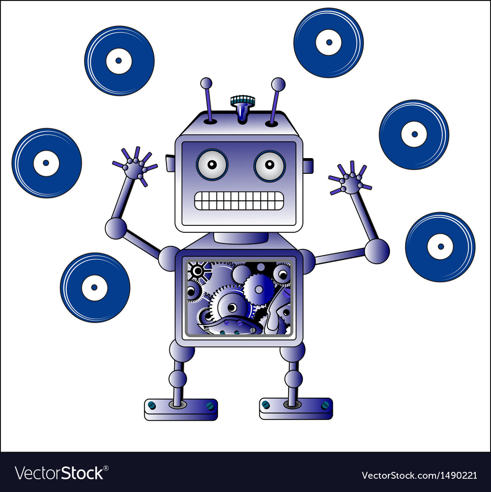 Blue robot Royalty Free Vector Image - VectorStock