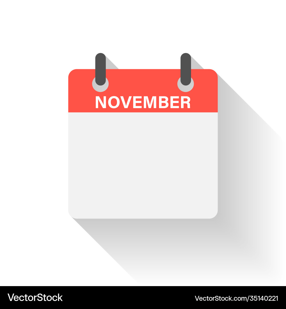 Calendar daily flat november month isolated Vector Image