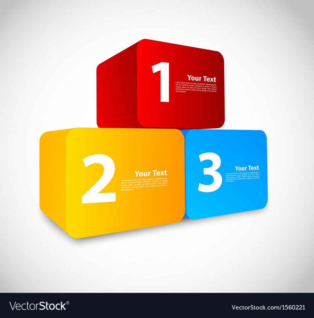 Colorful numbered cubes Royalty Free Vector Image