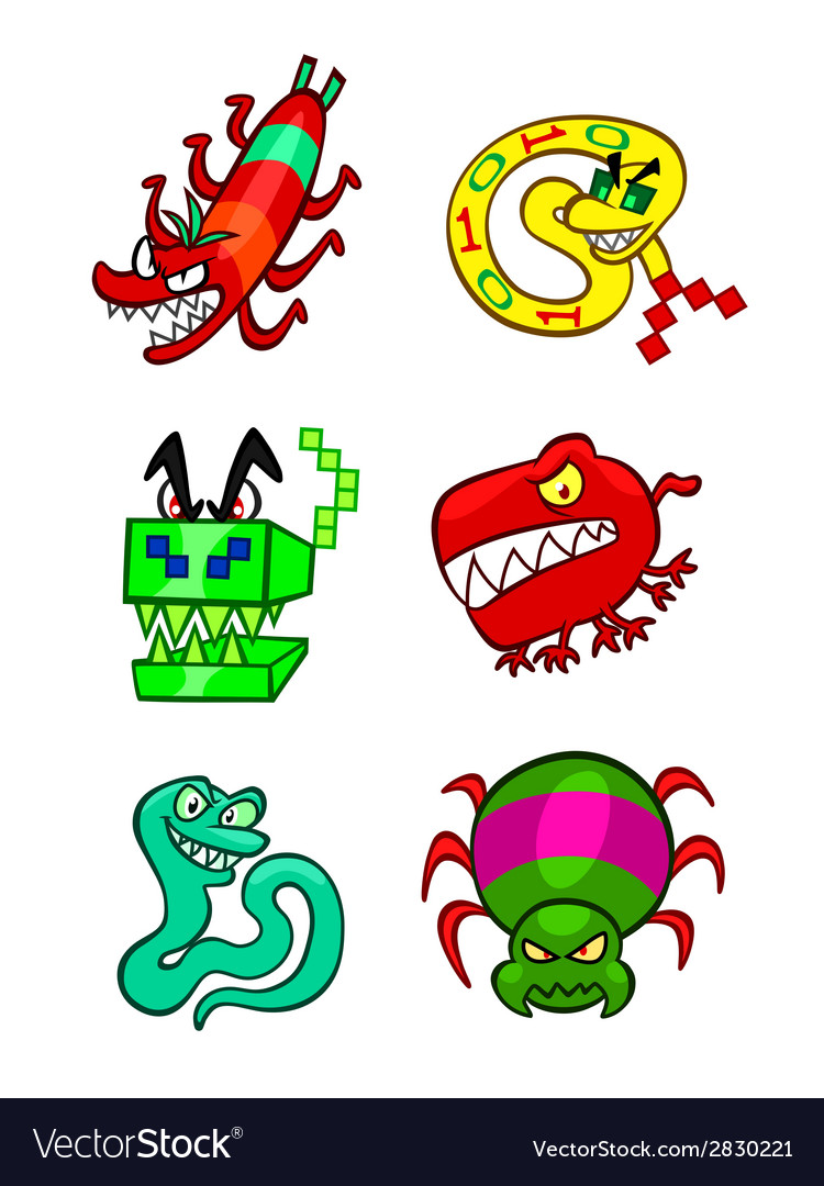 Computer viruses set Royalty Free Vector Image