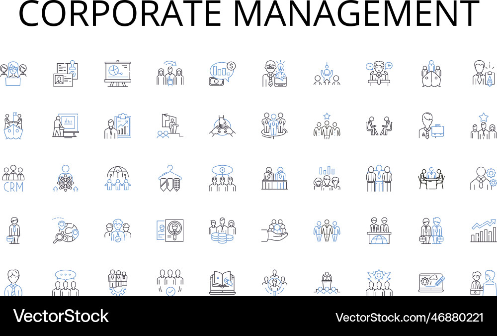 Corporate management line icons collection online Vector Image