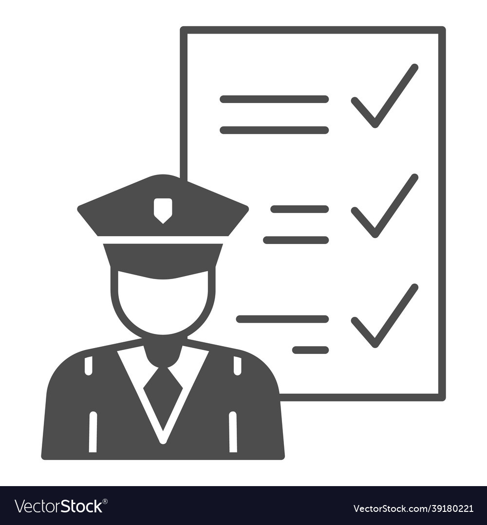 Customs officer and declaration solid icon Vector Image