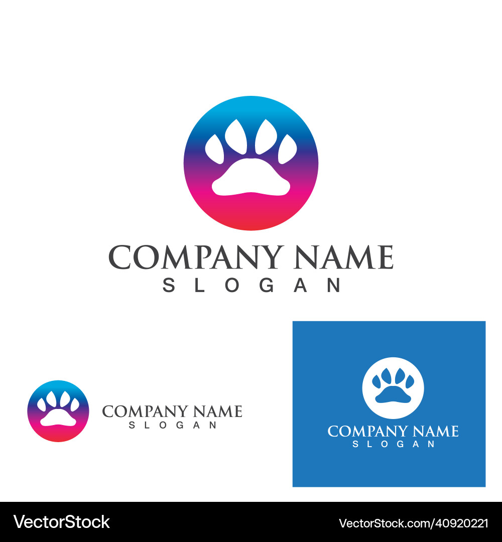 Dog foot print symbol and logo Royalty Free Vector Image
