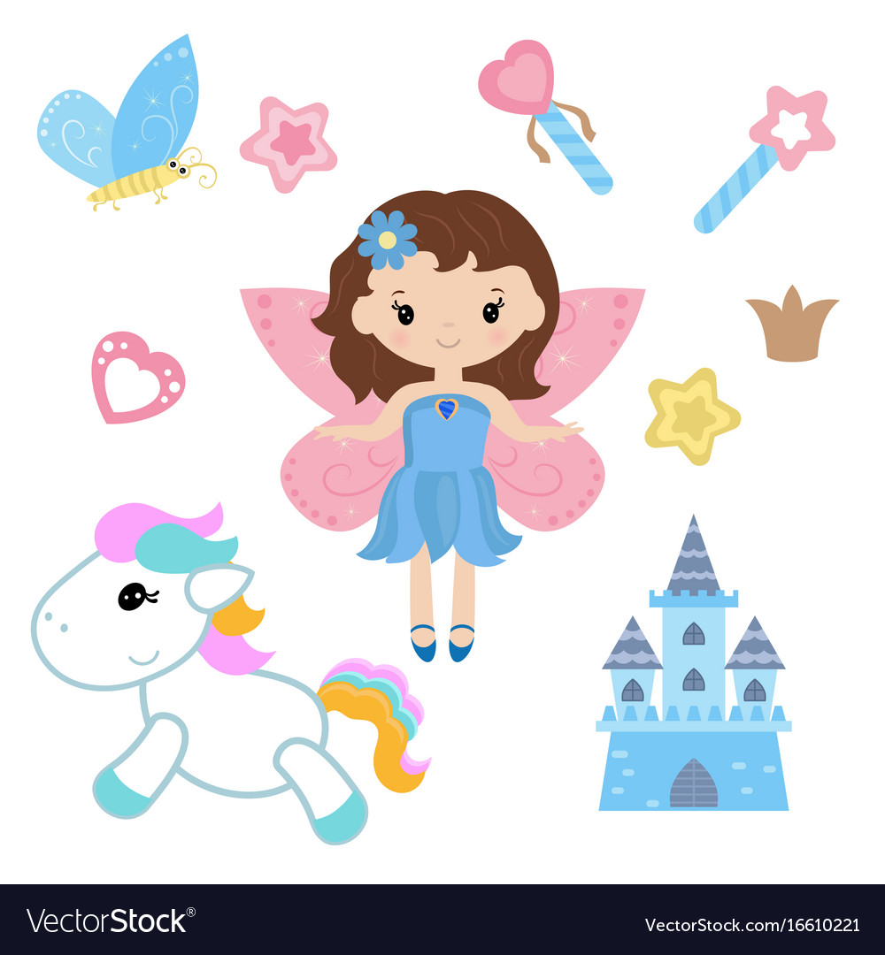 Fairy with magic design elements Royalty Free Vector Image