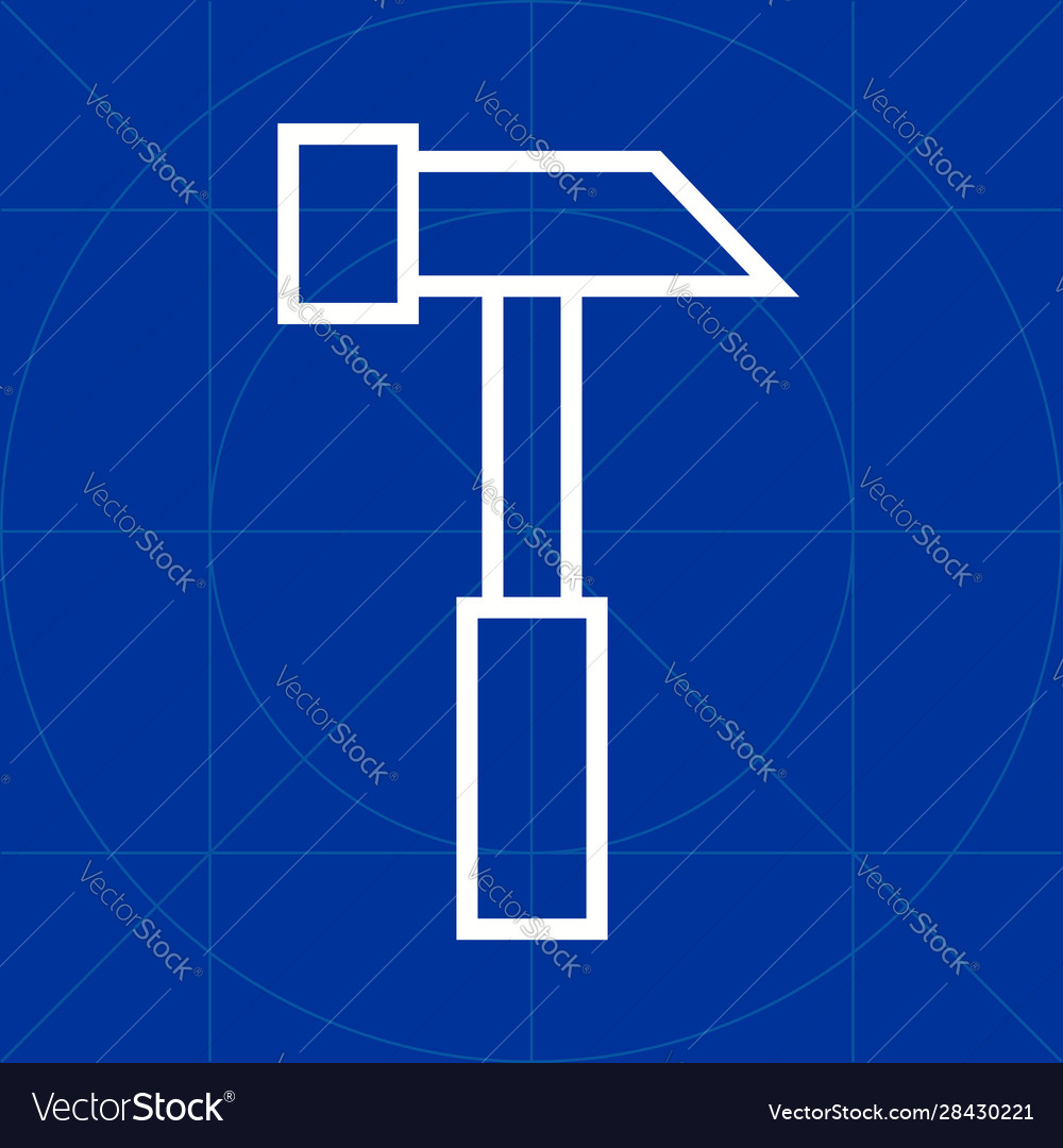 Hammer tools outline sharp line icon Royalty Free Vector