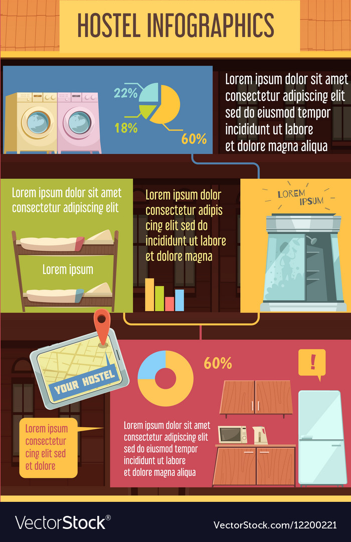 Hostel Infographics Flat Template Royalty Free Vector Image