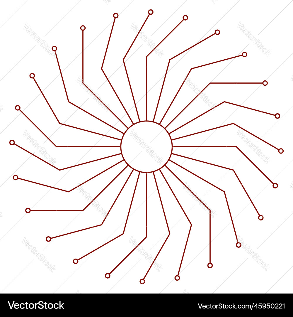 Linear circular shape with petals like sun Vector Image