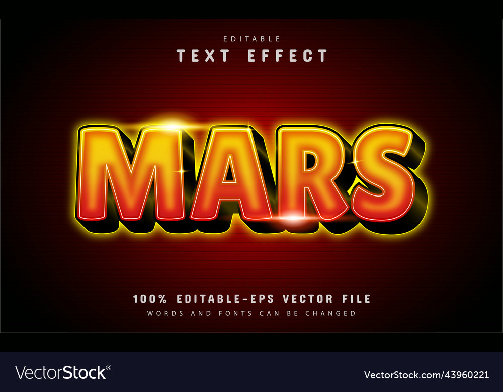 Mars text effect editable Royalty Free Vector Image