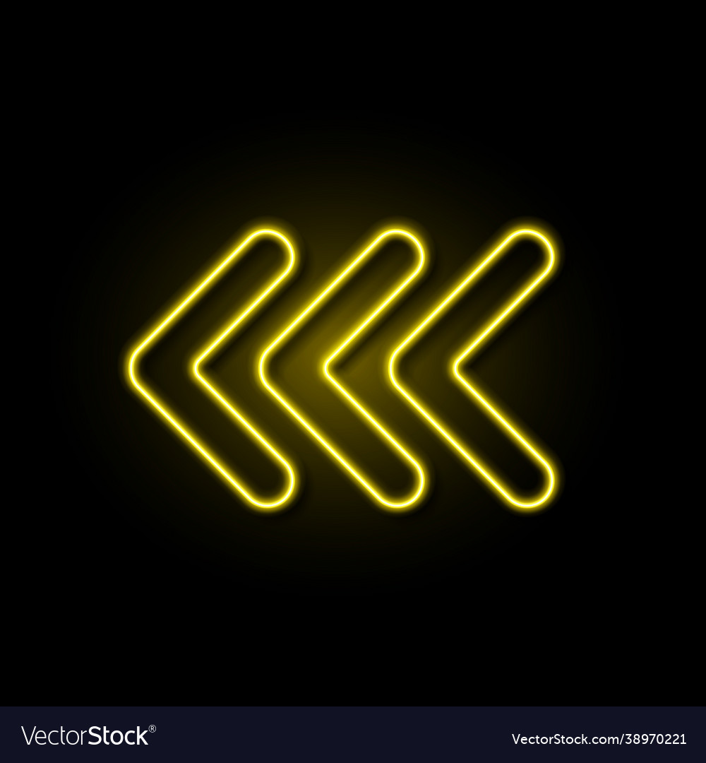 Neon arrow realistic glowing yellow sign Vector Image