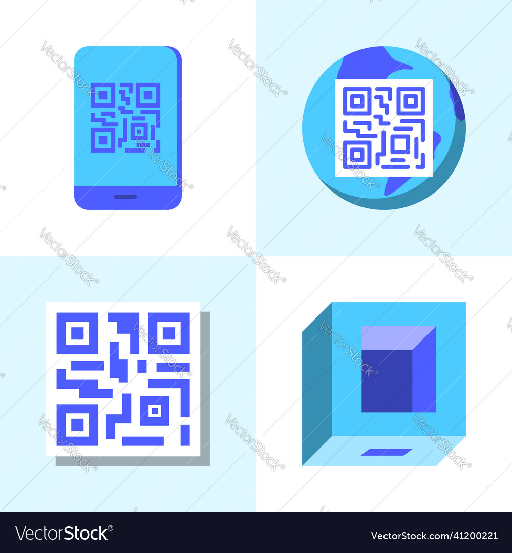 Qr codes icon set in flat style Royalty Free Vector Image