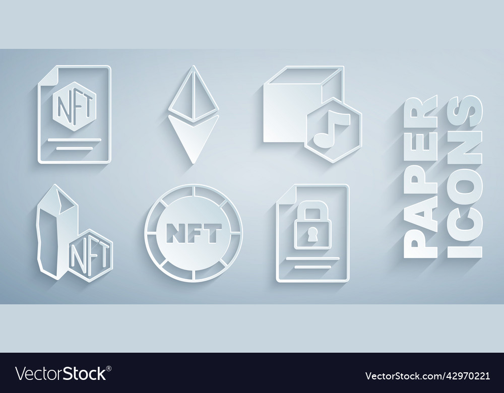 Set nft digital crypto art document and lock Vector Image Set nft digital crypto art document and lock Vector Image
