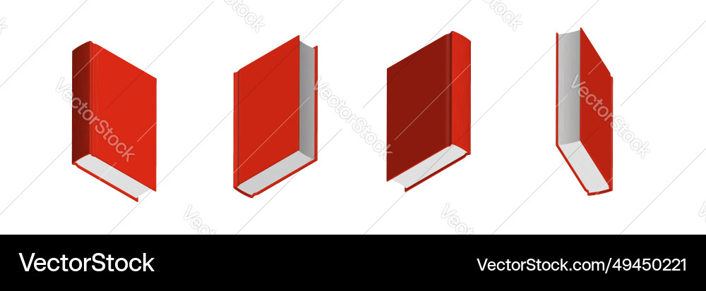 Set of closed red books in different positions Vector Image