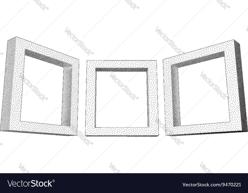 Vintage rectangular frames with dotwork gradient Vector Image