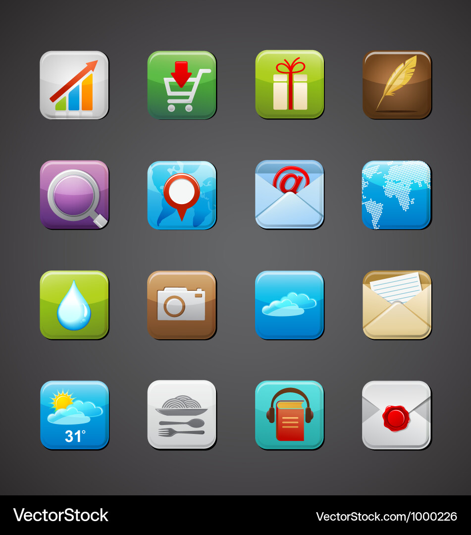 Collection of apps icons Royalty Free Vector Image