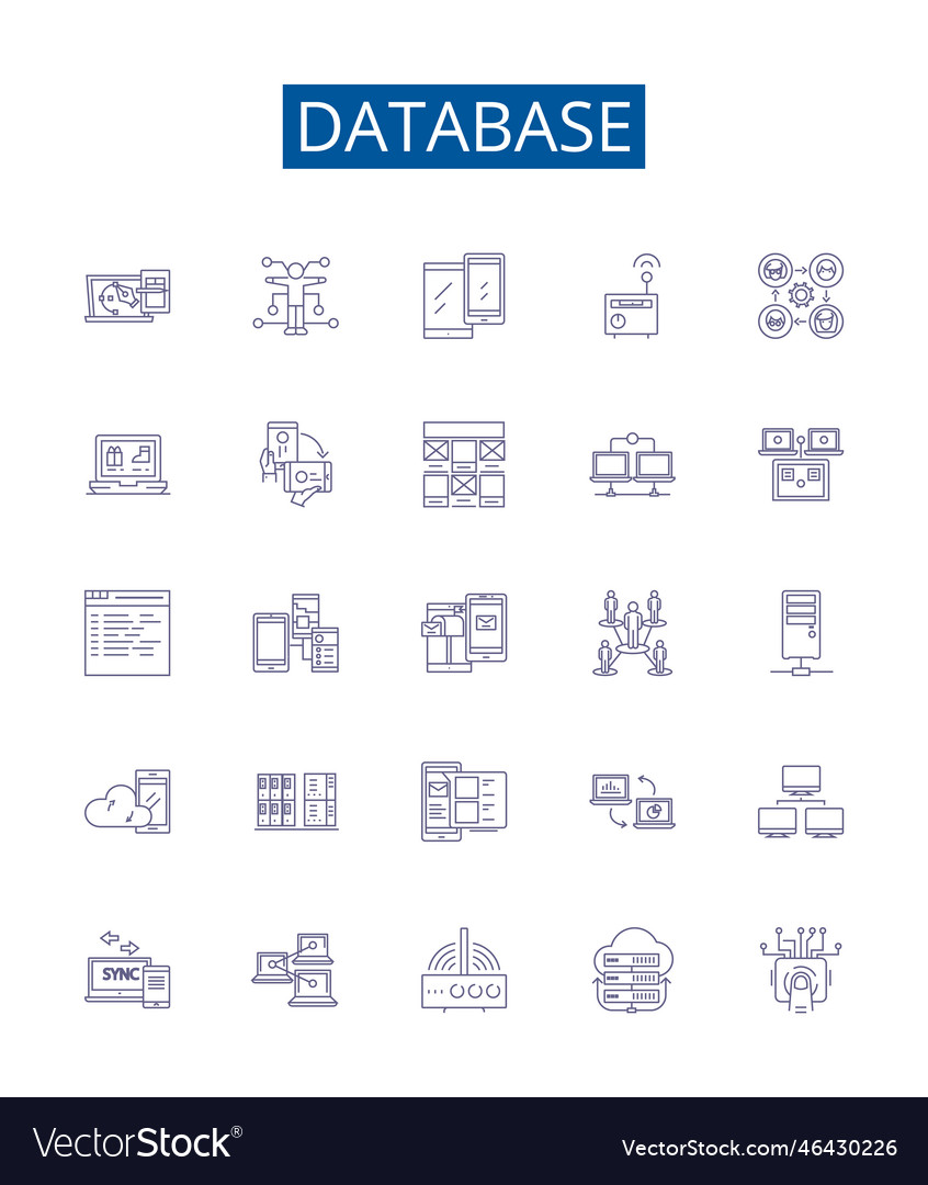 Database Line Icons Signs Set Design Collection Vector Image