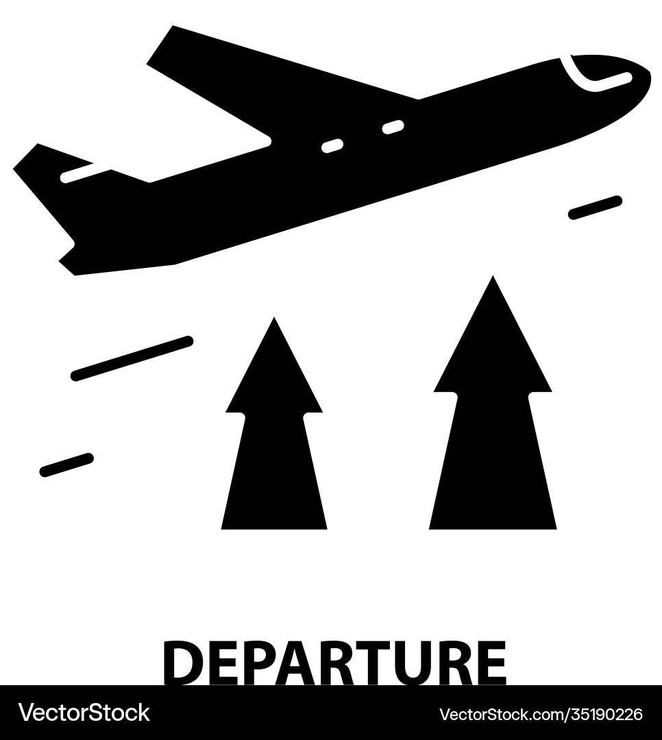 Departure icon black sign with editable Royalty Free Vector