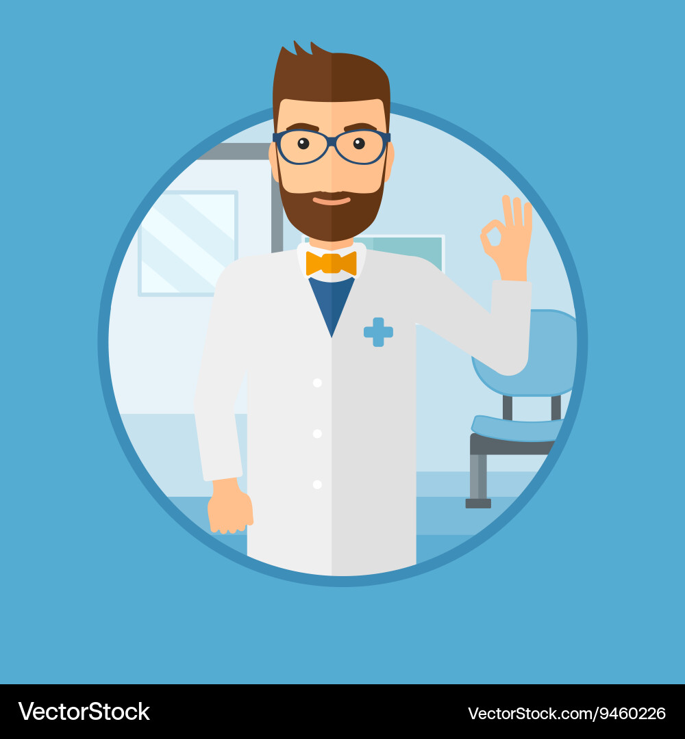 Doctor showing ok sign Royalty Free Vector Image