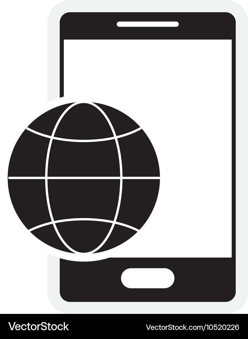Earth globe diagram and cellphone icon Royalty Free Vector