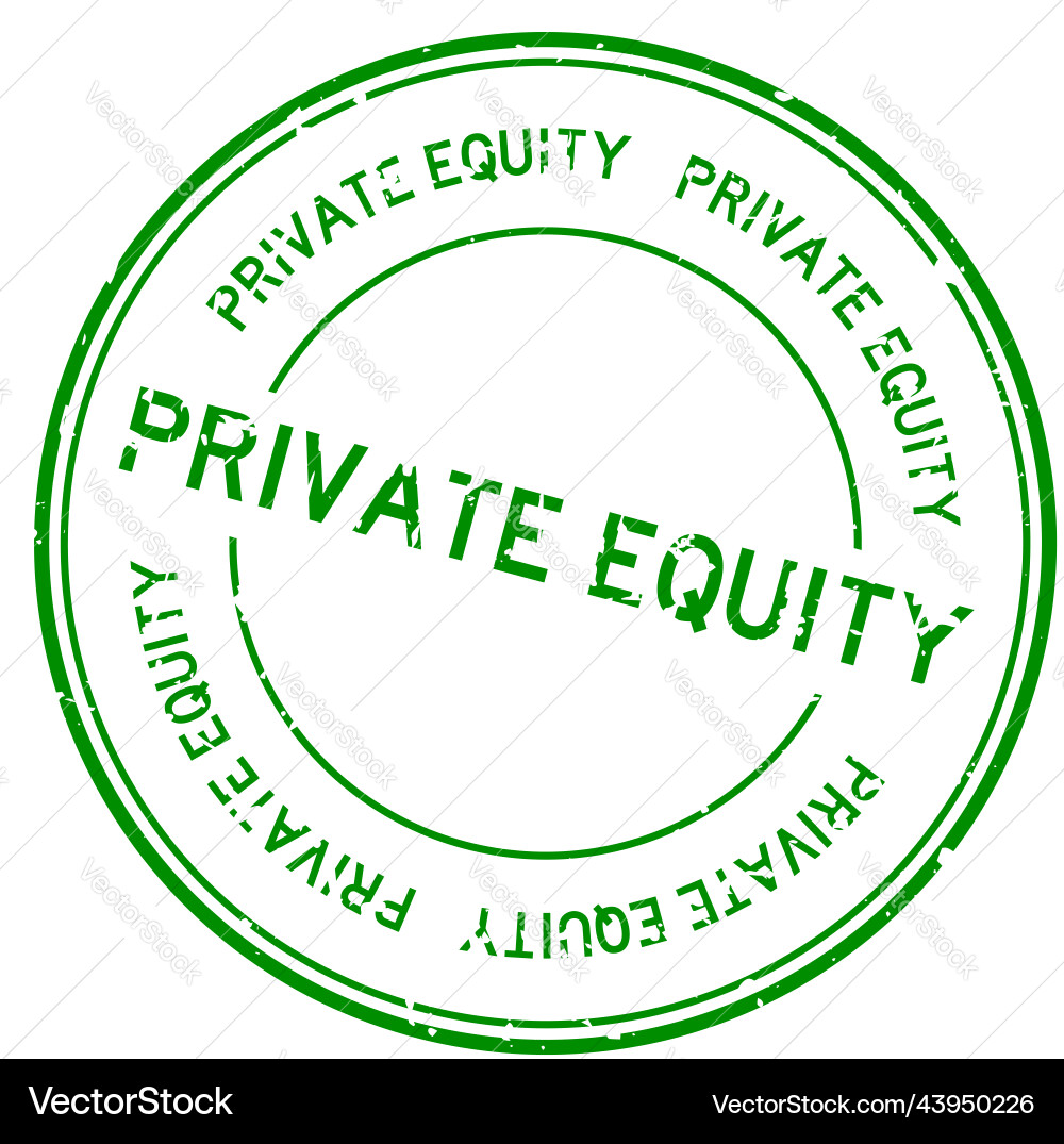 Grunge green private equity word round rubber Vector Image