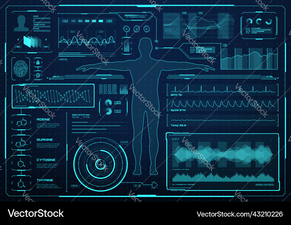 Hud interface health care future medicine graphs Vector Image