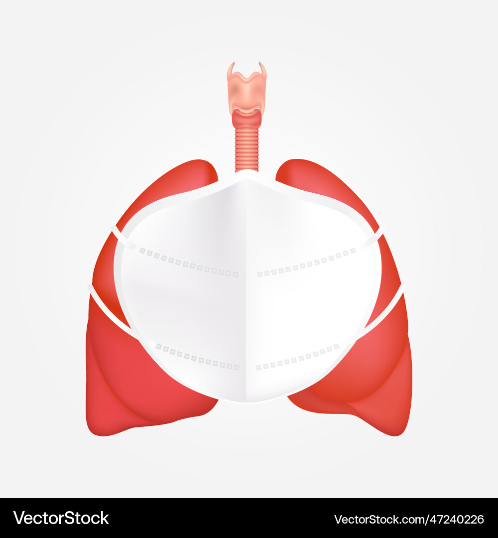 Human lung wearing a protection mask against Vector Image