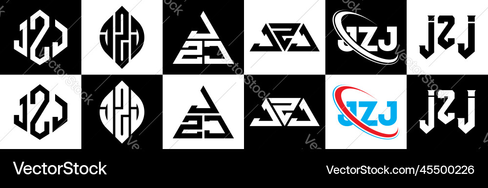 Jzi letter logo design in six style polygon Vector Image