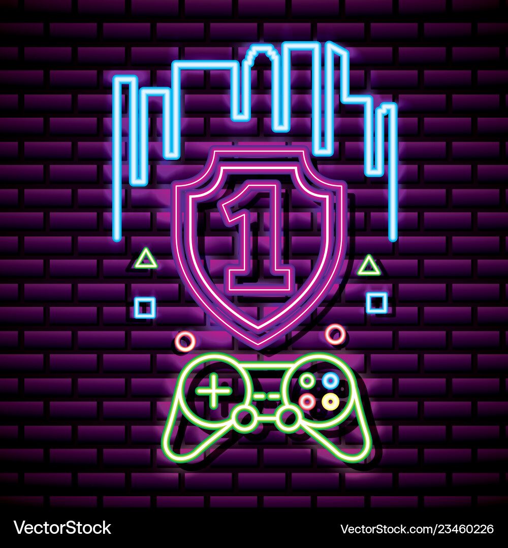 Neon video games Royalty Free Vector Image - VectorStock