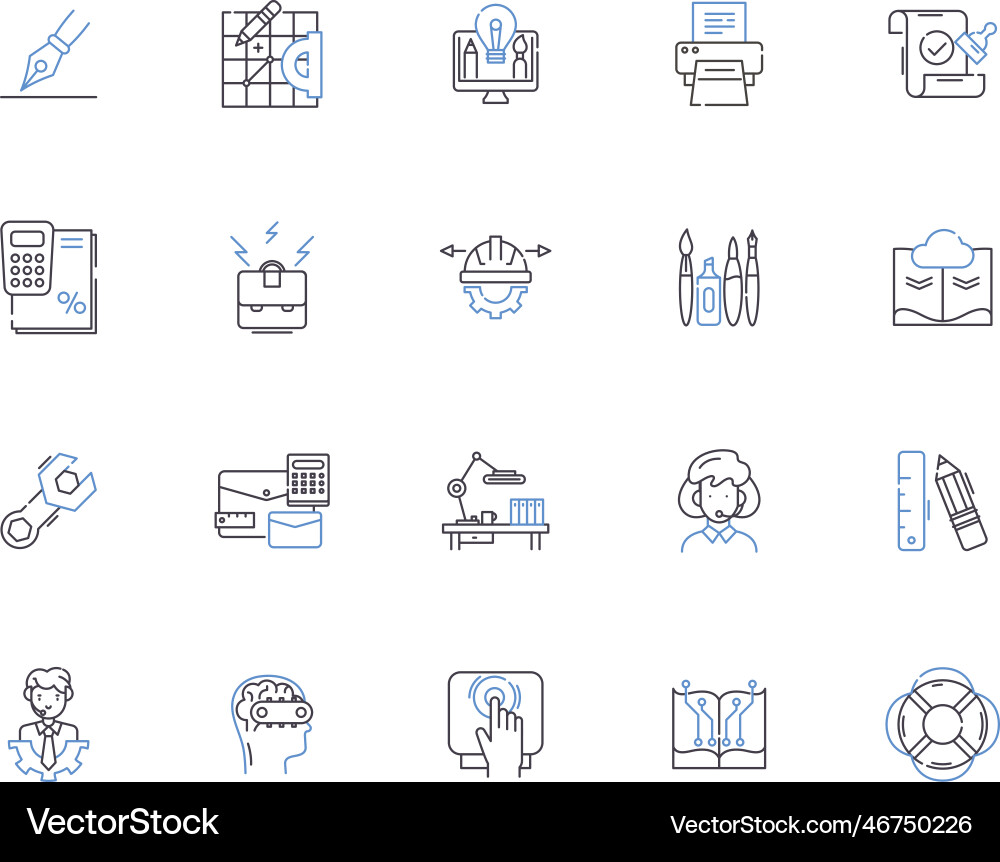 Operations management outline icons collection Vector Image