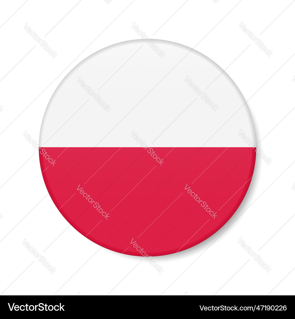 Poland circle button icon polish round badge flag Vector Image