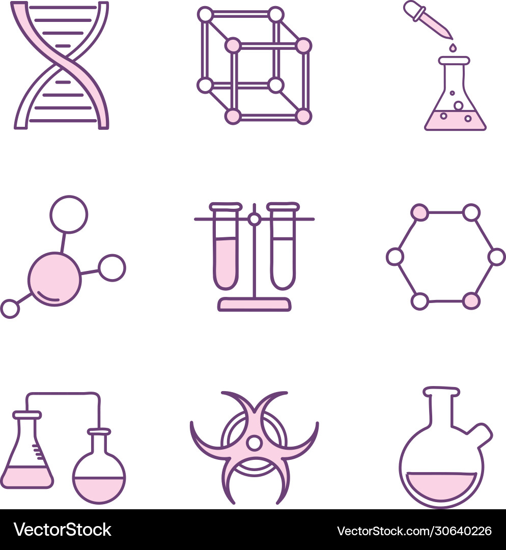 Science line style icon set design Royalty Free Vector Image