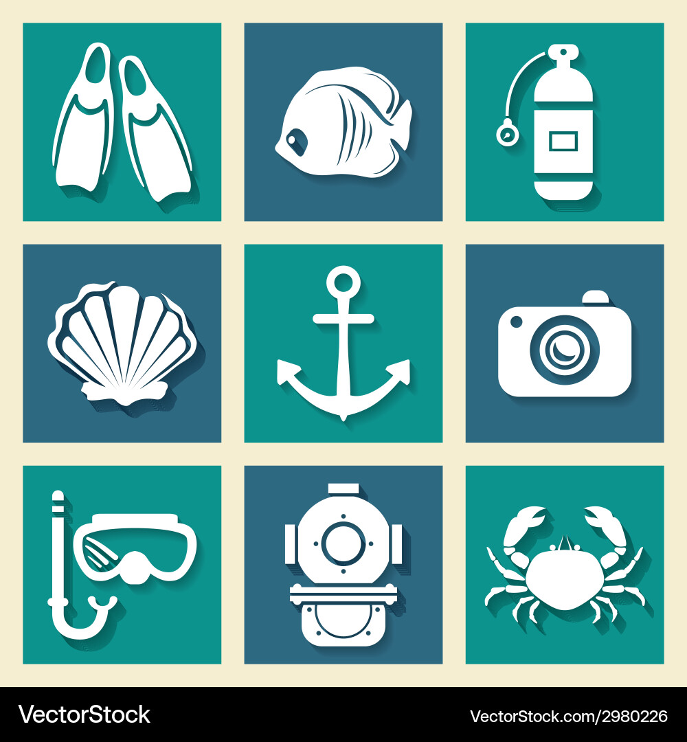 Sea symbols icons et Royalty Free Vector Image