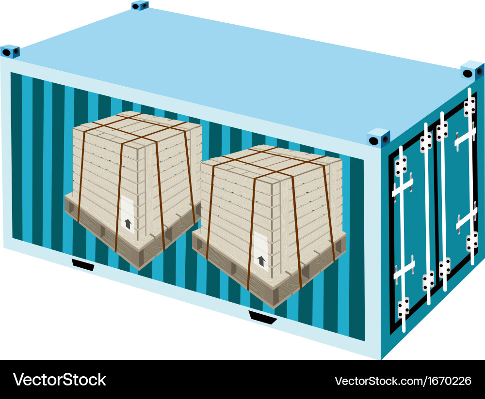 Shipping Boxes with Steel Strapping in Container Vector Image