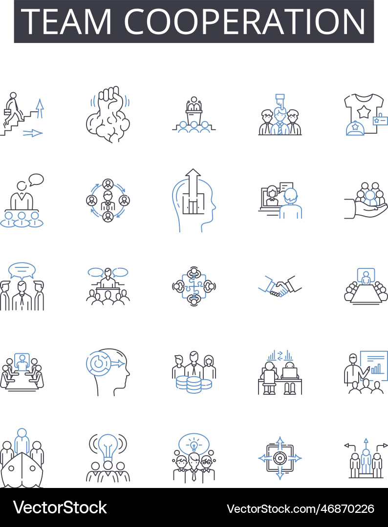 Team cooperation line icons collection aesthetics Vector Image