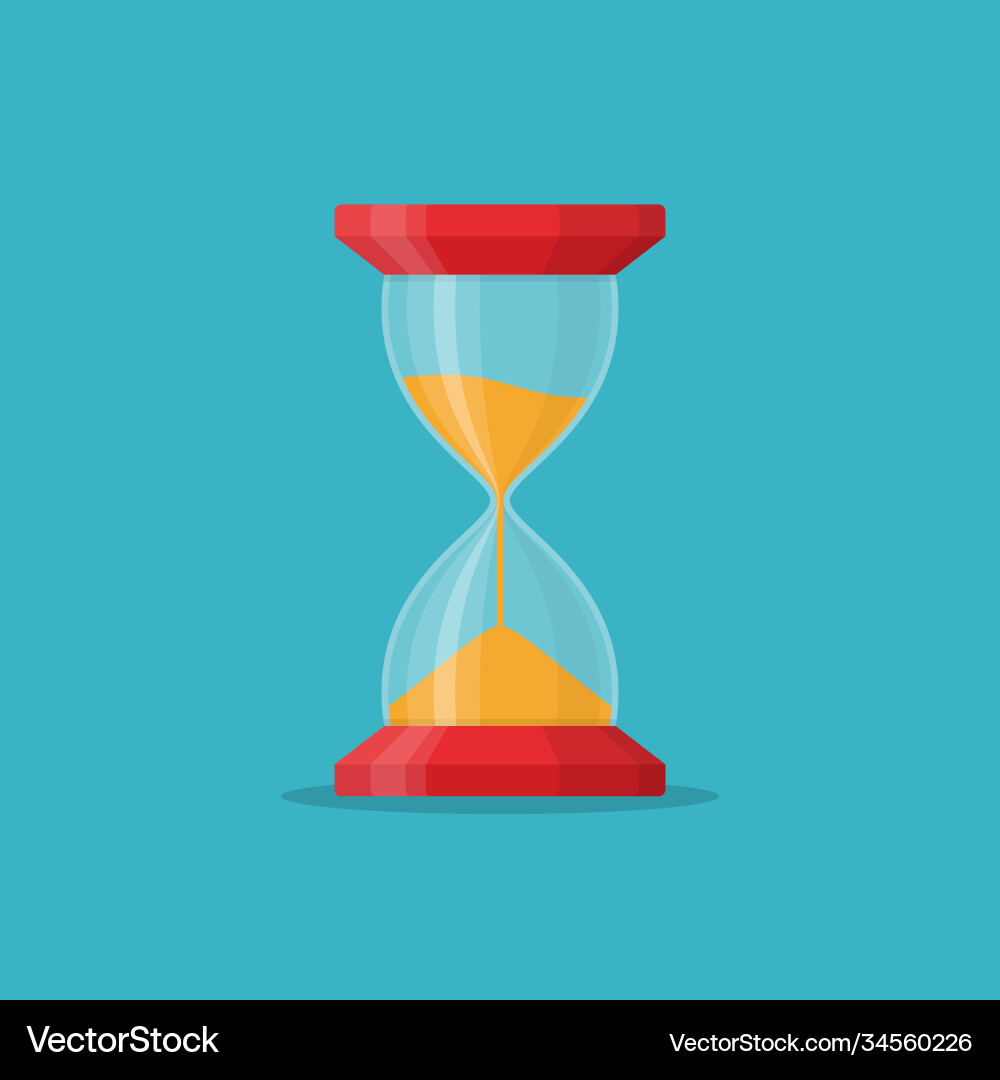 Transparent sandglass icon on blue background Vector Image