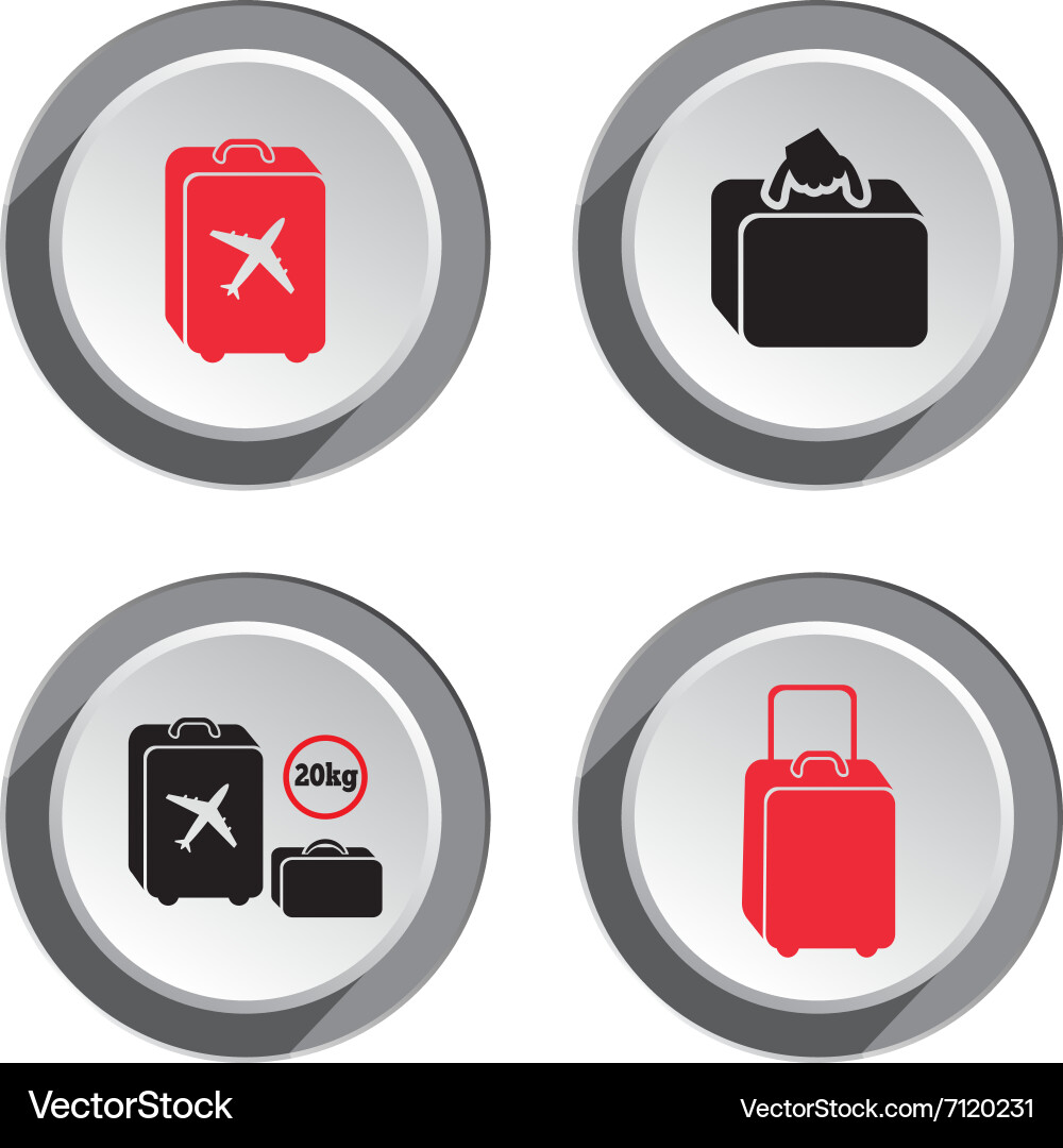 Airport baggage icon set hand luggage Royalty Free Vector