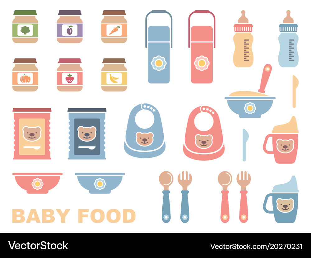 Baby food icon set Royalty Free Vector Image - VectorStock