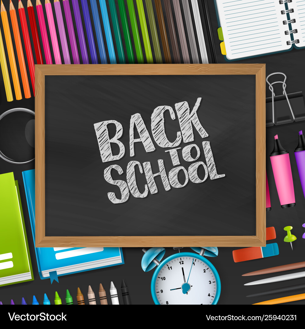 Back to school blackboard with wooden frame Vector Image