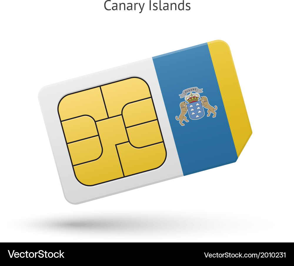 Canary islands mobile phone sim card with flag Vector Image