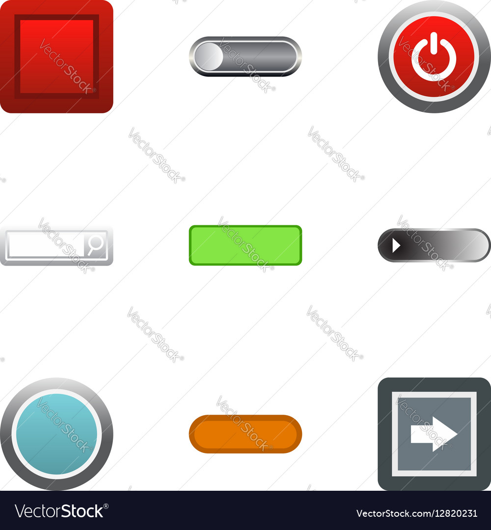 Click button icons set flat style Royalty Free Vector Image