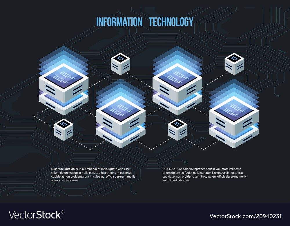 Concept Of Big Data Processing Isometric Data Vector Image